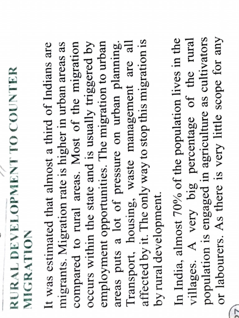 Rural Development To Counter Migration | PDF