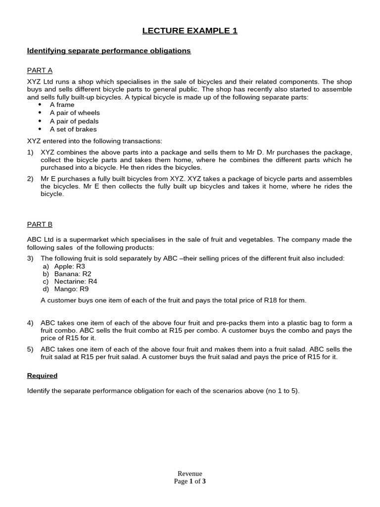 Lecture Example 1-3 Questions - Revenue | PDF | Inventory | Prices