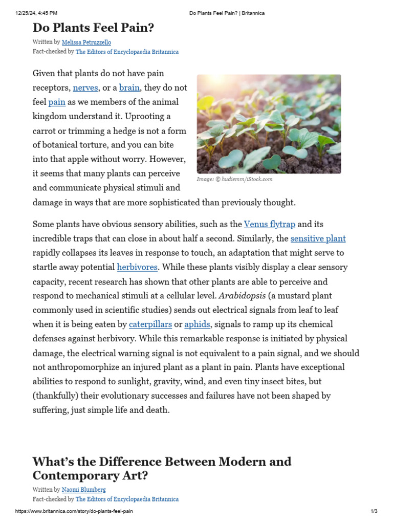 Do Plants Feel Pain - Britannica | PDF