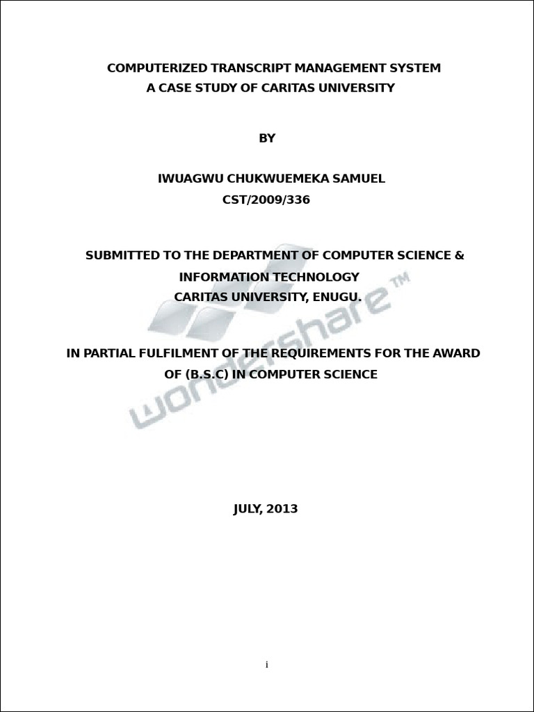 Caritas University Transcript System | PDF | System | Input/Output