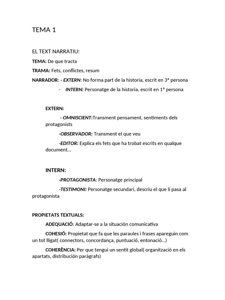 Catalan Tema 1 | PDF