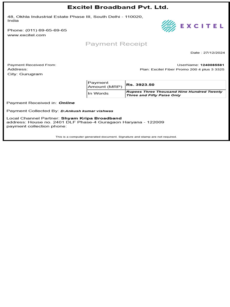 Invoice-exc-payin-Delhi-676e723737258 | PDF