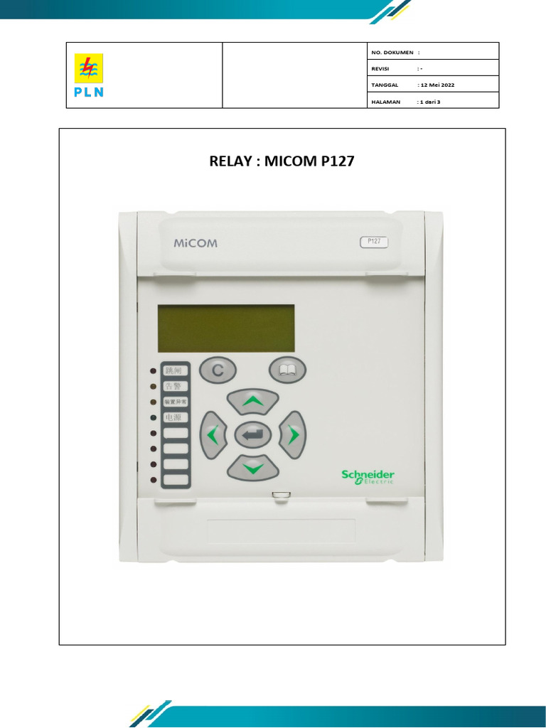Sop Pembacaan Indikasi Dan Arus Gangguan Relay Micom P127 | PDF