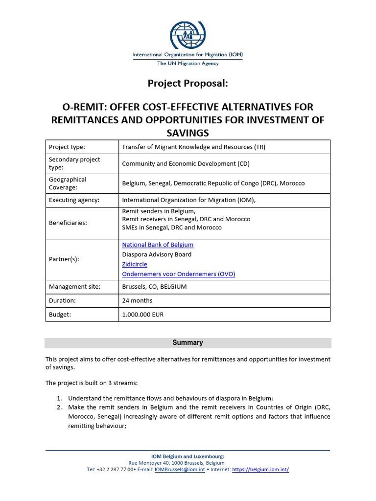 PROGDESCR Bijlage 2 Projectvoorstel O-REMIT IOM NARRATIVE | PDF ...