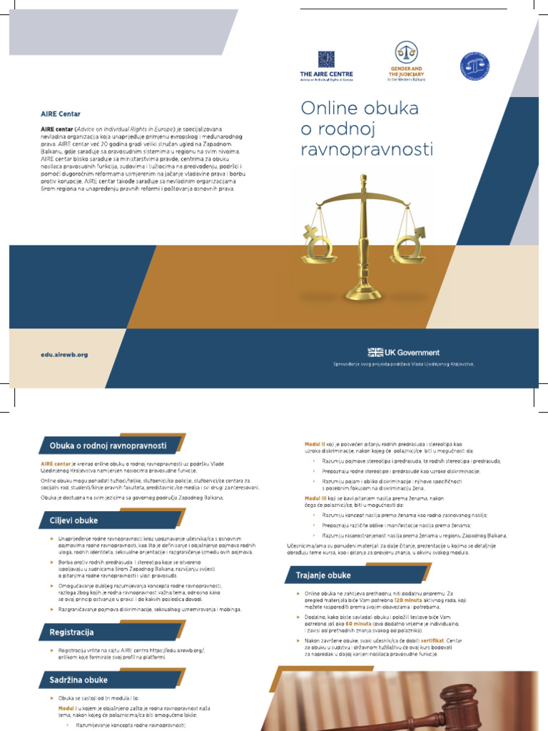 Flajer Online Obuka Rodna Ravnopravnost | PDF
