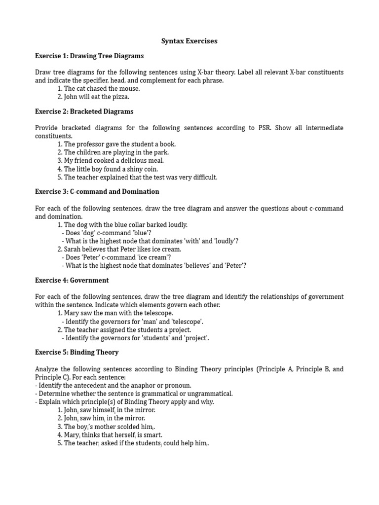 Syntax Exercises | PDF