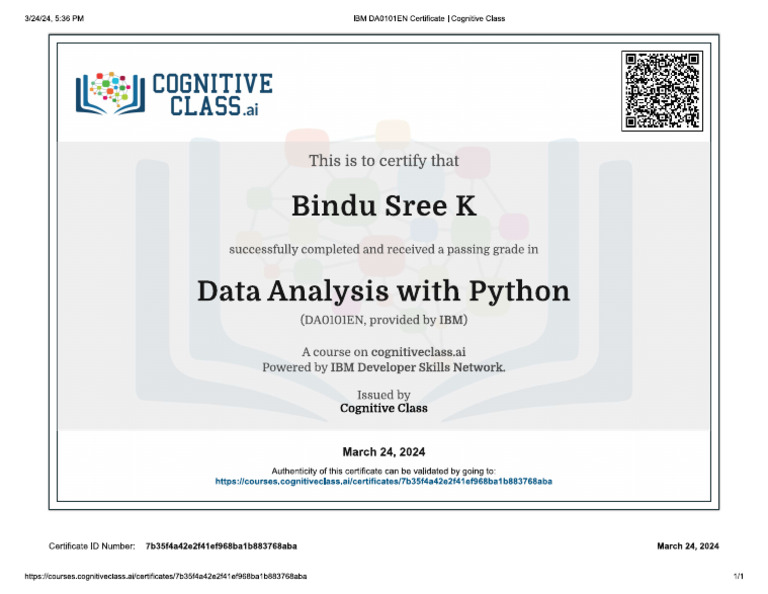 Ibm Certificate | PDF