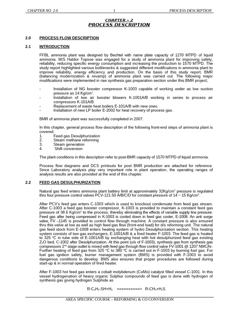 CHAPTER - 2 - Process Description | PDF | Ammonia | Gases