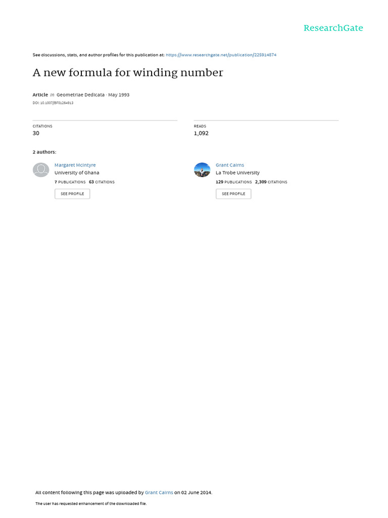 A New Formula For Winding Number | PDF | Group (Mathematics ...