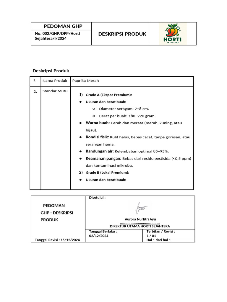 02 Deskripsi Produk GHP (REVISI) | PDF
