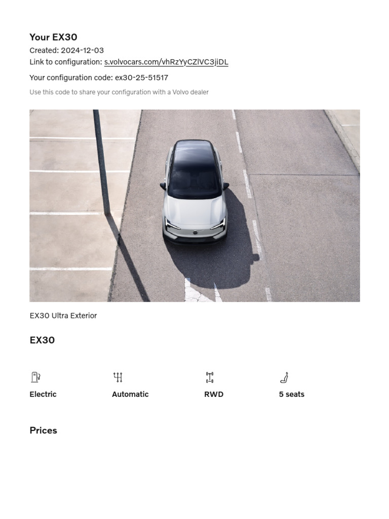 Configure Your Volvo EX30 Now | PDF | Trunk (Car) | Automotive Industry