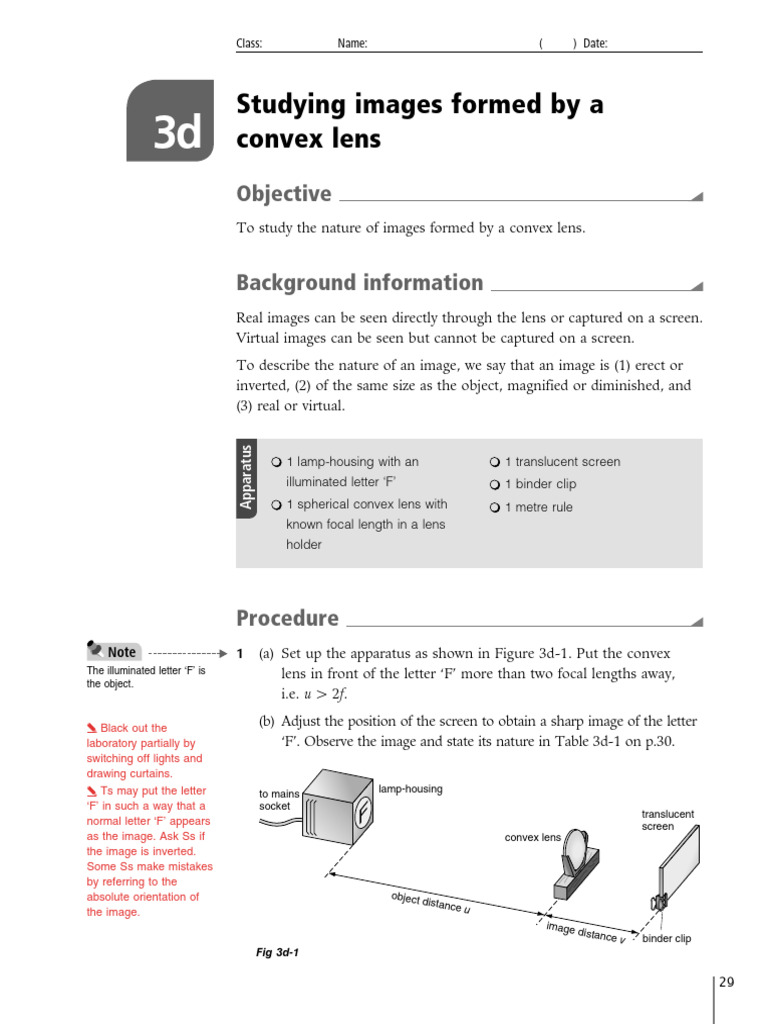 Convex Lens Image Formation Experiment | PDF | Optical Devices | Glass ...