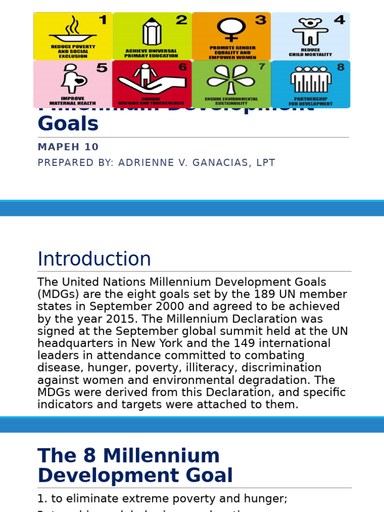 01 Millennium Development Goals | PDF | Millennium Development Goals | Malnutrition