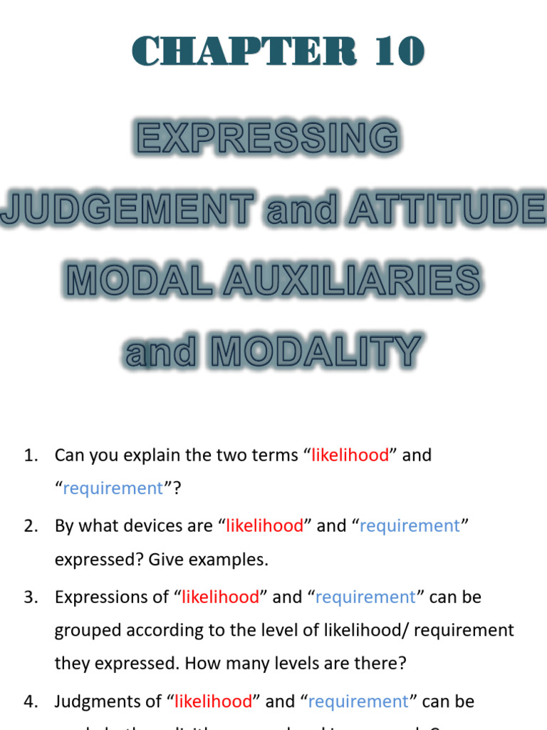Chapter 10 - Modals and modality | PDF | Adjective | Adverb