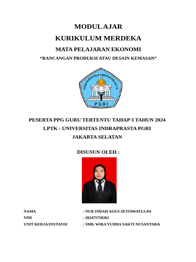 Contoh Cover Modul Ajar Ekonomi PPG 2025 | PDF
