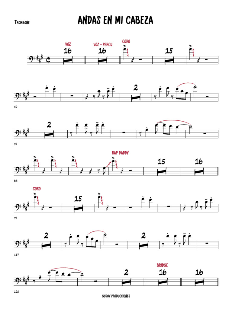 Andas en Mi Cabeza - Trombone | PDF