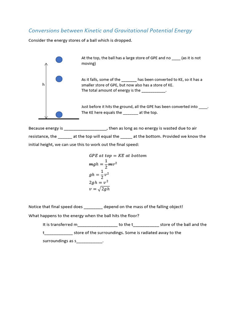 conversion between GPE and KE | PDF