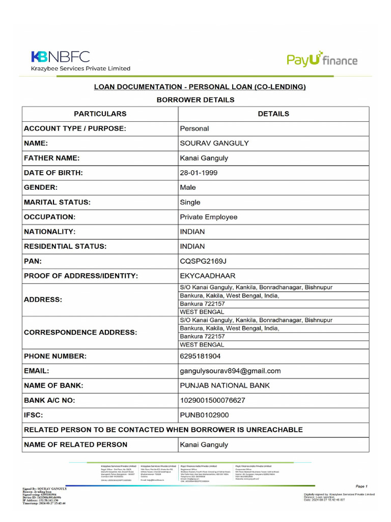 Sanction Letter Creditbee Application | PDF