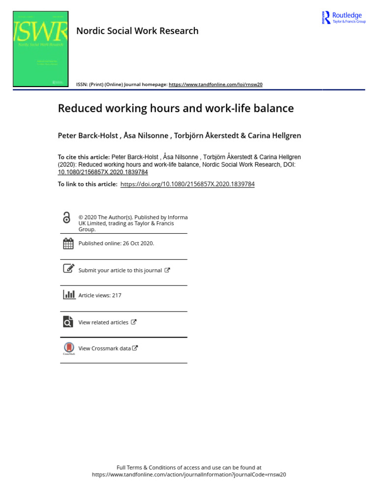Reduced Working Hours and Work-Life Balance | PDF | Occupational ...