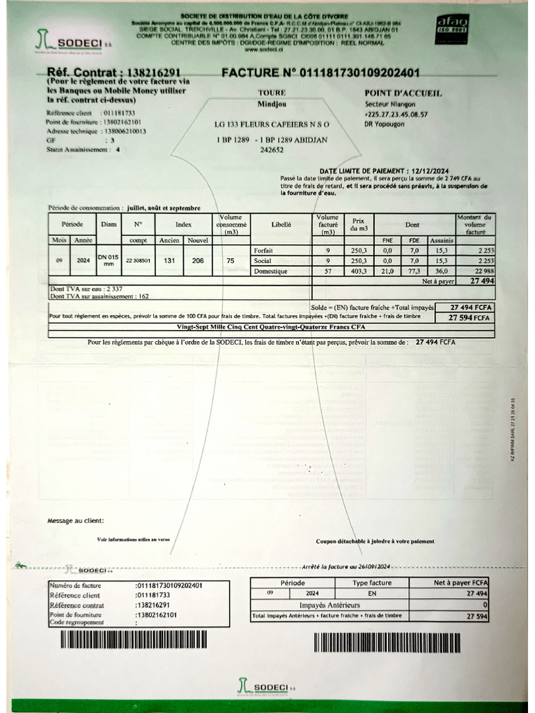Facture Sodeci | PDF