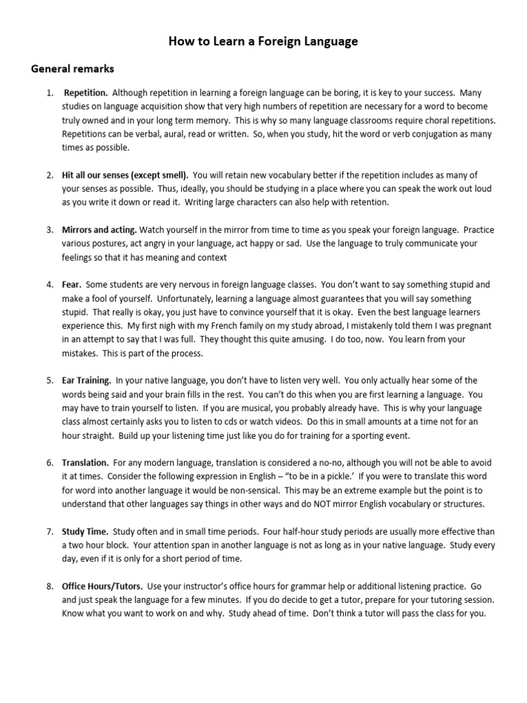 How To Learn A Foreign Language | PDF | English Language | English Grammar