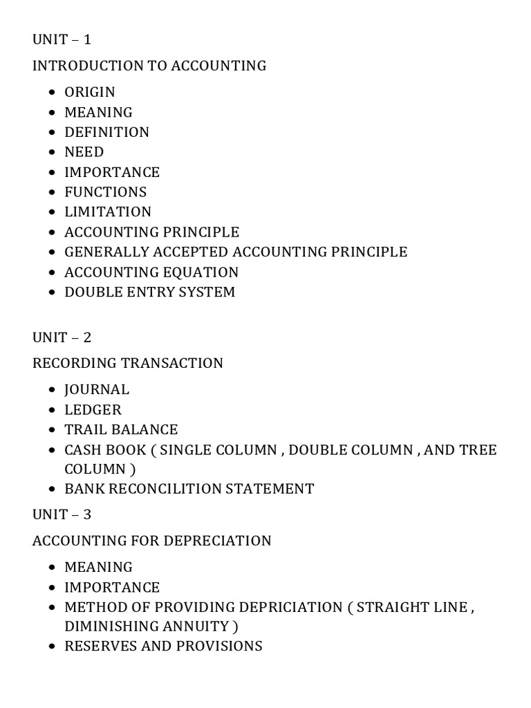Fundamental of Accounting Syllabus | PDF