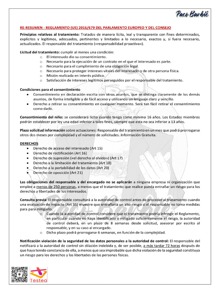 48.- RE-Resumen Reglamento UE 2016-679 (1) | PDF