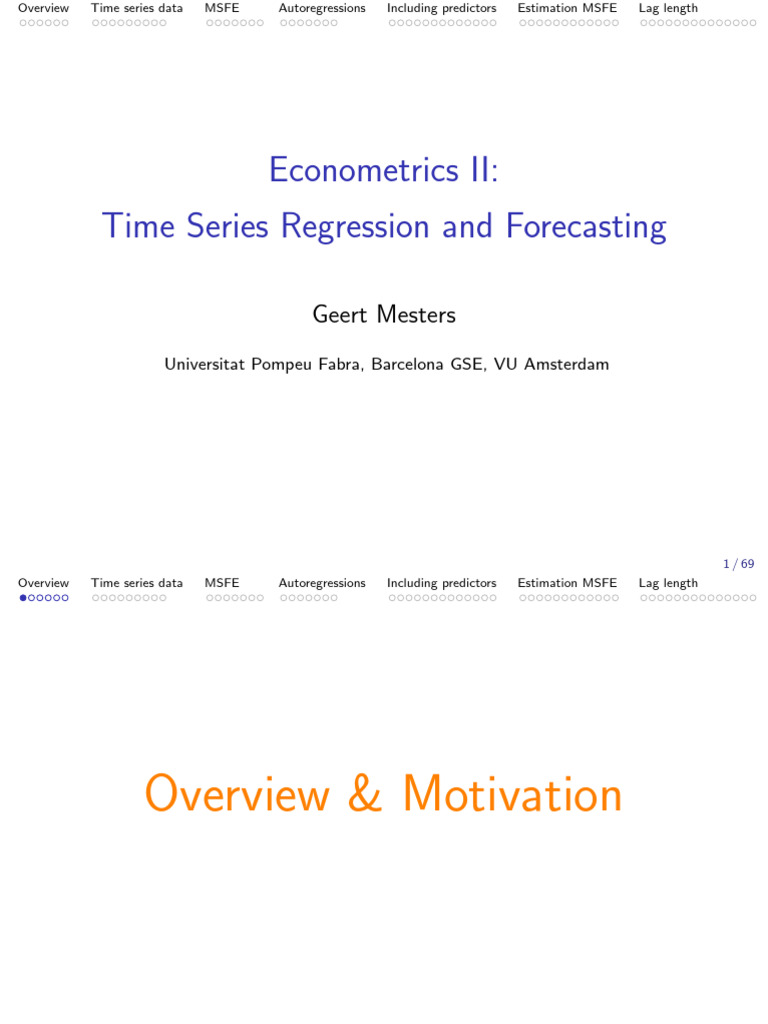 TOPIC 6; TIME SERIES REGRESSION AND FORECASTING (PART 1) | PDF ...