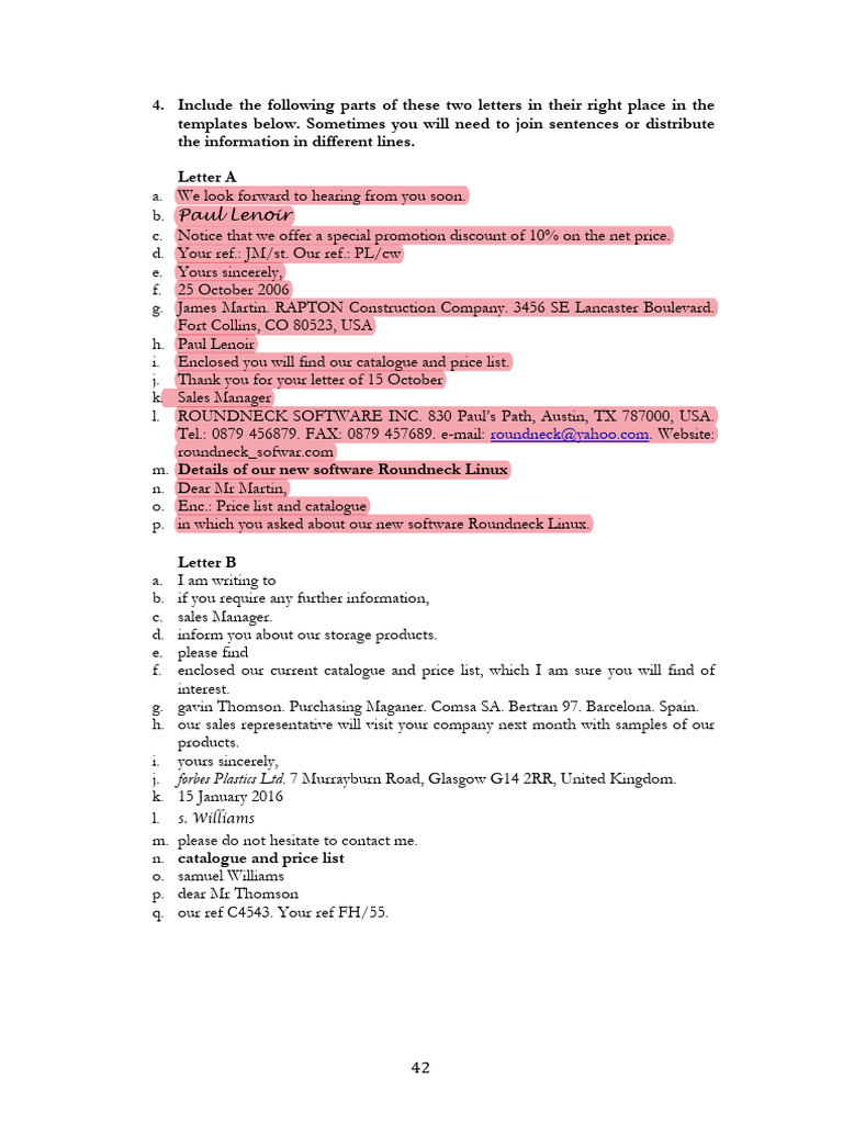 Business Letter Exercise | PDF