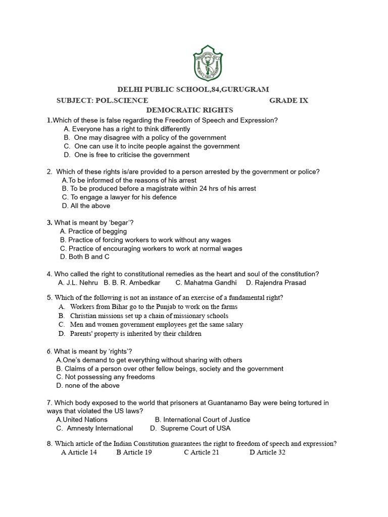 1735387025599_Gr_9Pol.Sci_Worksheet_Democratic_Rights_[1] | PDF ...