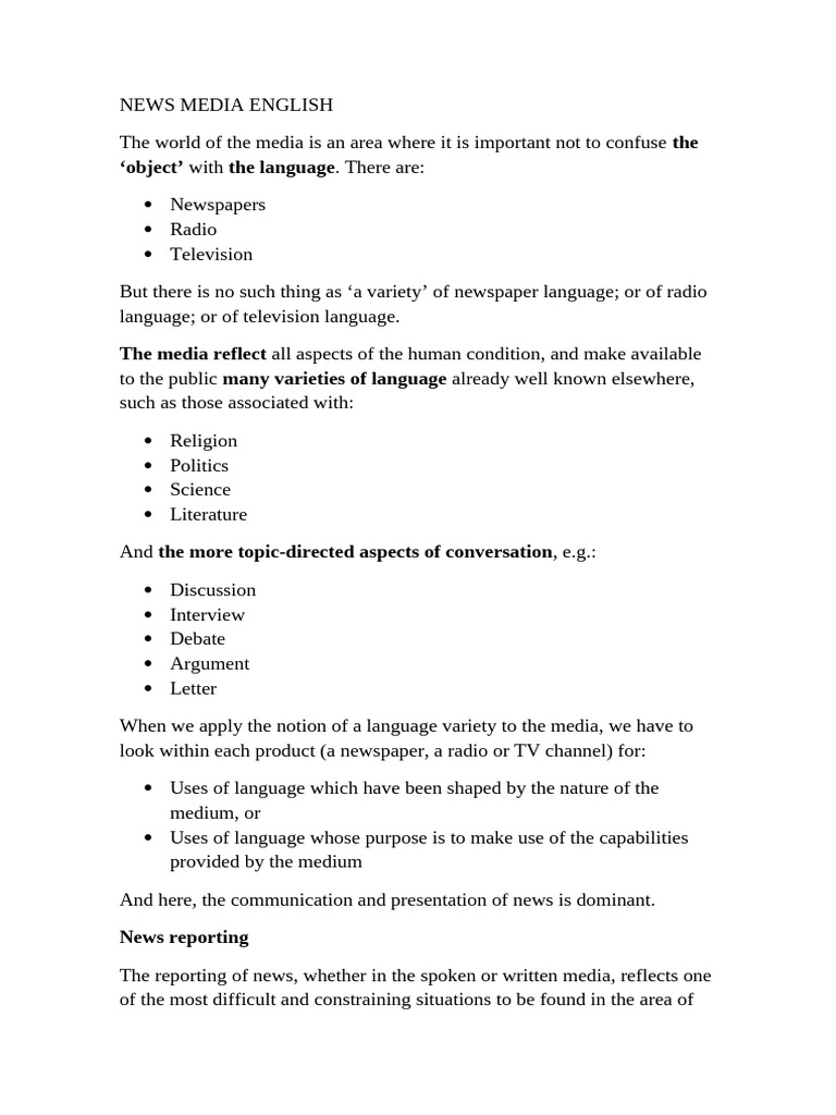 NEWS MEDIA ENGLISH | PDF | Copy Editing | Proofreading