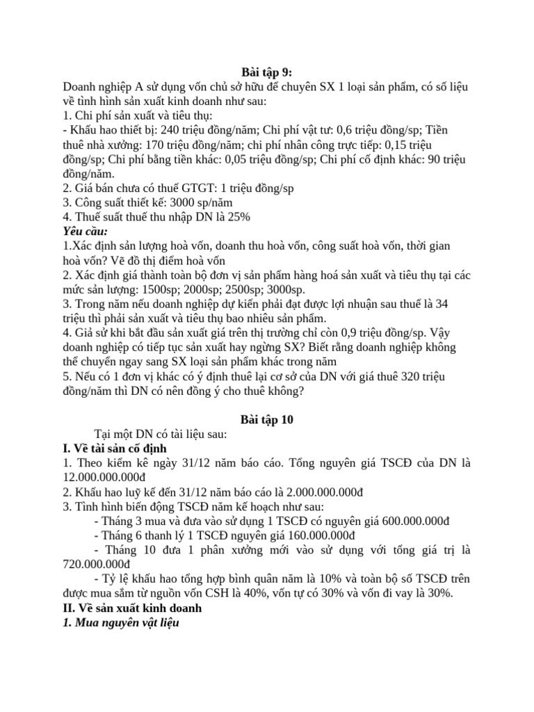 Bài tập TCDN 9-11 | PDF