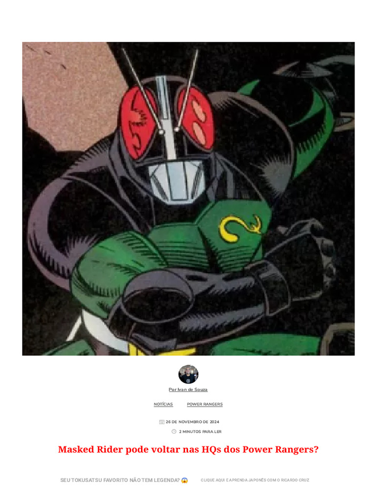 Masked Rider Pode Voltar Nas HQs de Power Rangers | PDF