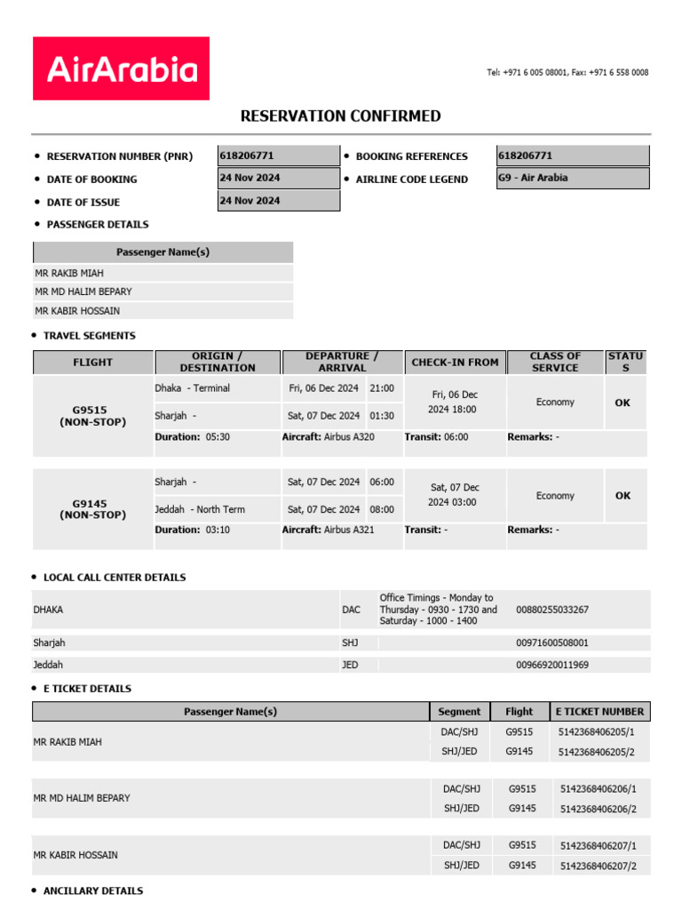 Ac-198 P3 06 Dac-Jed G9 TKT | PDF | Aircraft | Transport Companies