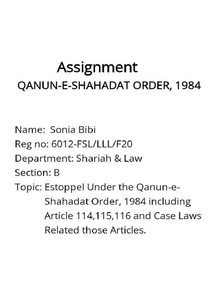 Qanun-E-Shahadat Order, 1984 | PDF