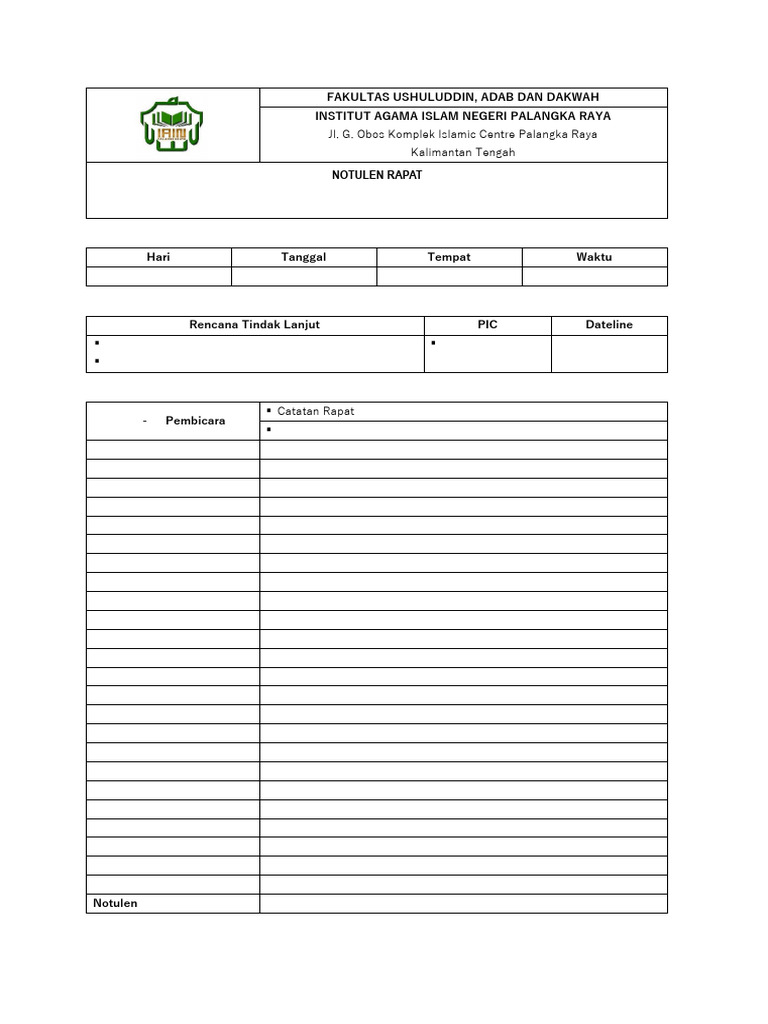 Form Notulensi FUAD | PDF