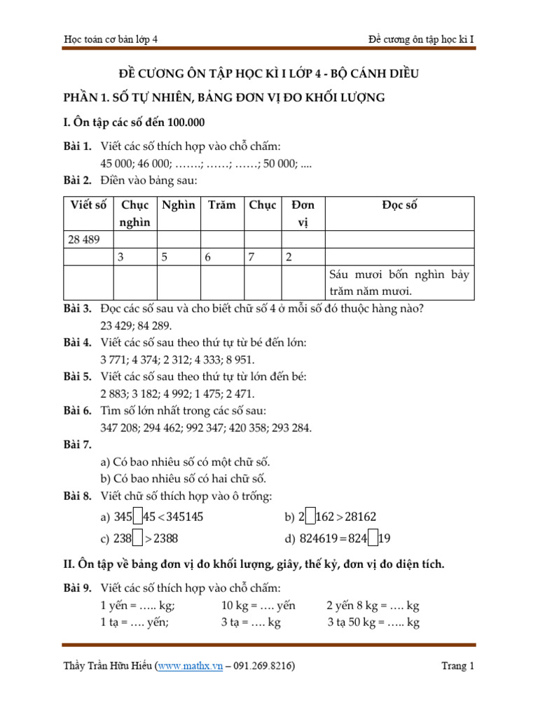 Toan On Tap Giua Ki 1 | PDF