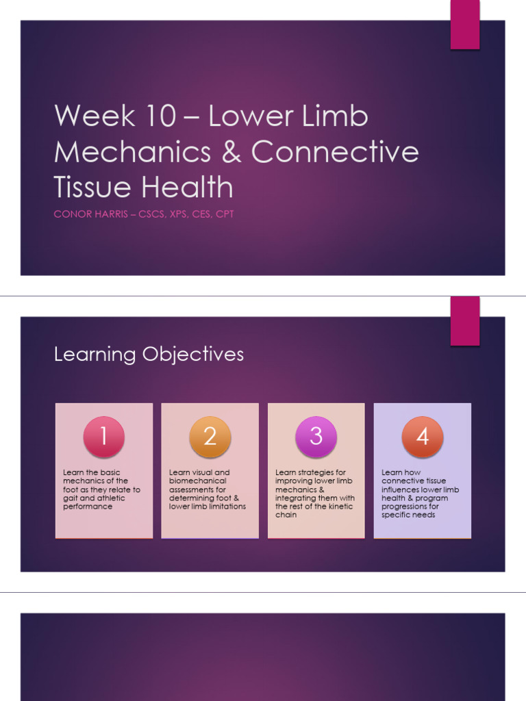 Week 10 Lower Limb Mechanics Connective Tissue Health | PDF ...