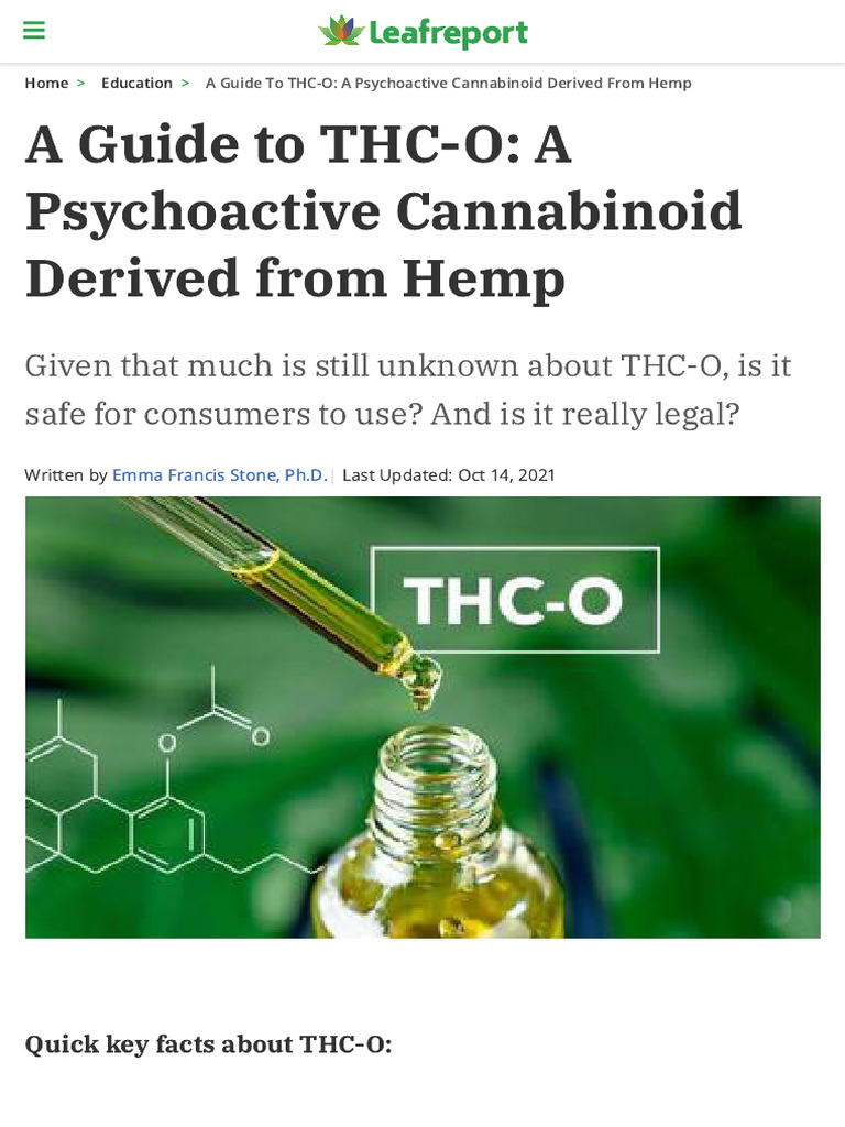 THC-O: Potency, Safety, and Legal Concerns | PDF | Dose (Biochemistry ...
