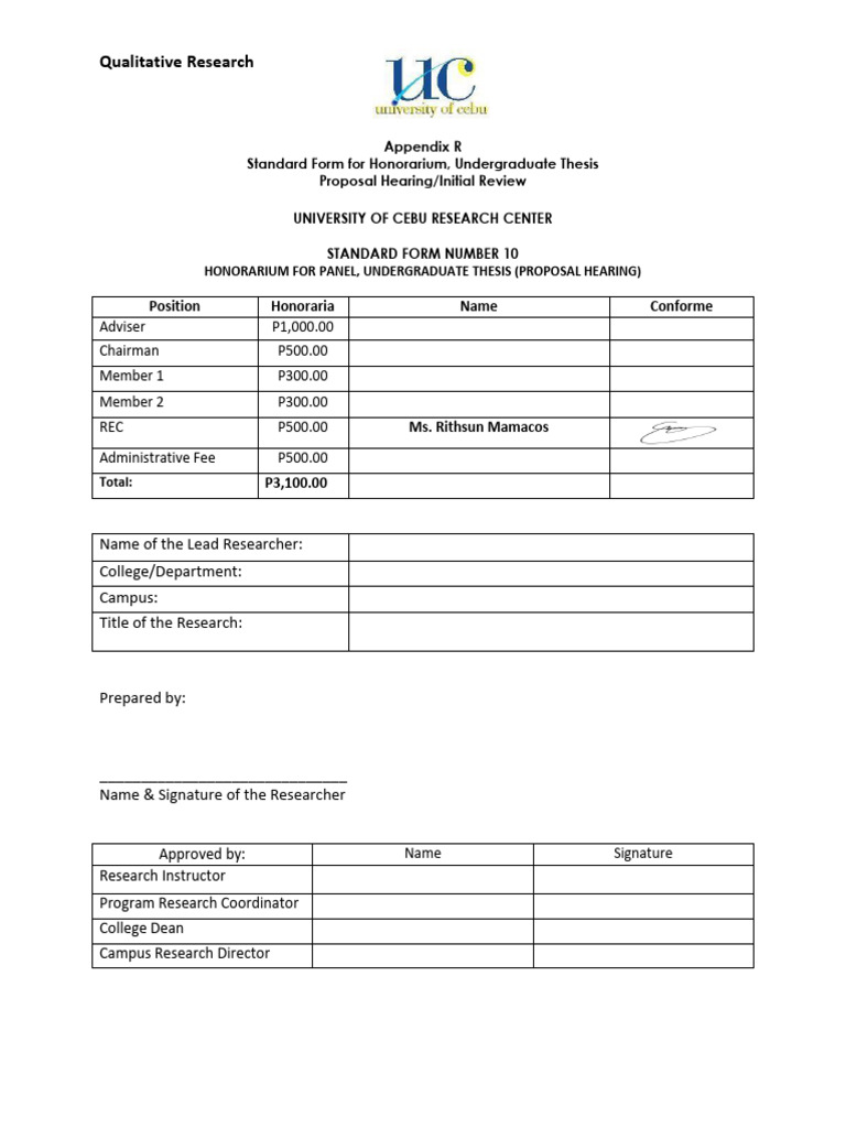 Form 10 Proposal Hearing (Qualitative) v.2 | PDF