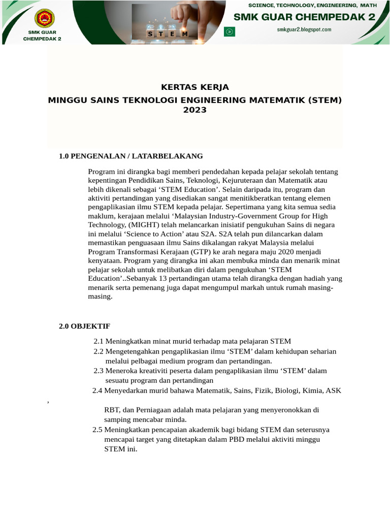 Minggu STEM 2023 di SMK Guar Chempedak | PDF