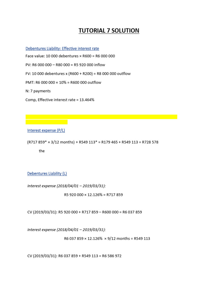 Tutorial Solution - Basic Financial Instruments 7 (The Sky LTD) | PDF