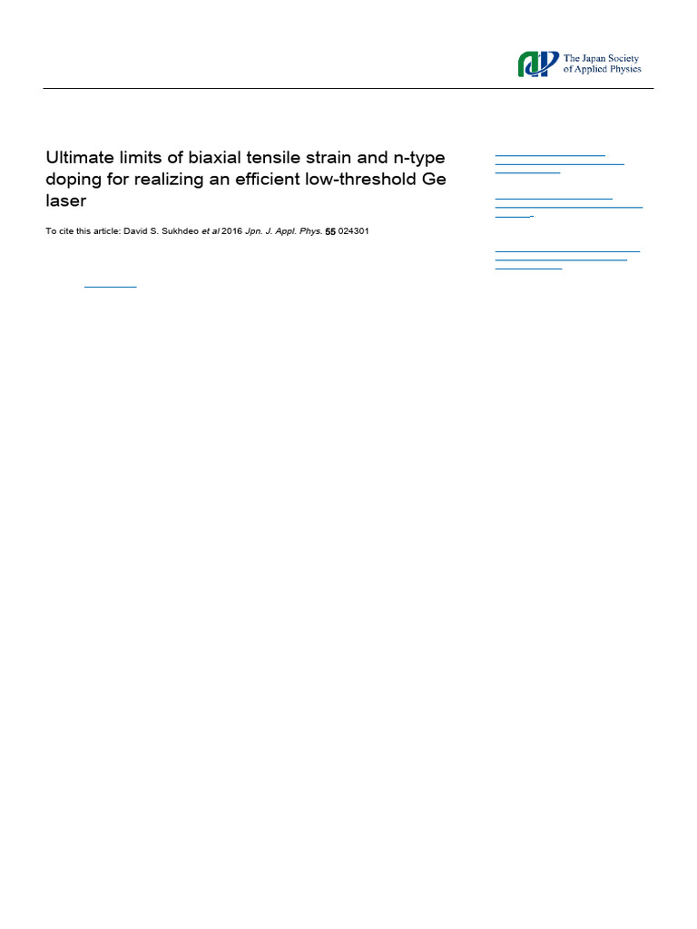Sukhdeo - Ultimate limits of biaxial tensile strain and n-type doping ... Sukhdeo - Ultimate limits of biaxial tensile strain and n-type doping ...