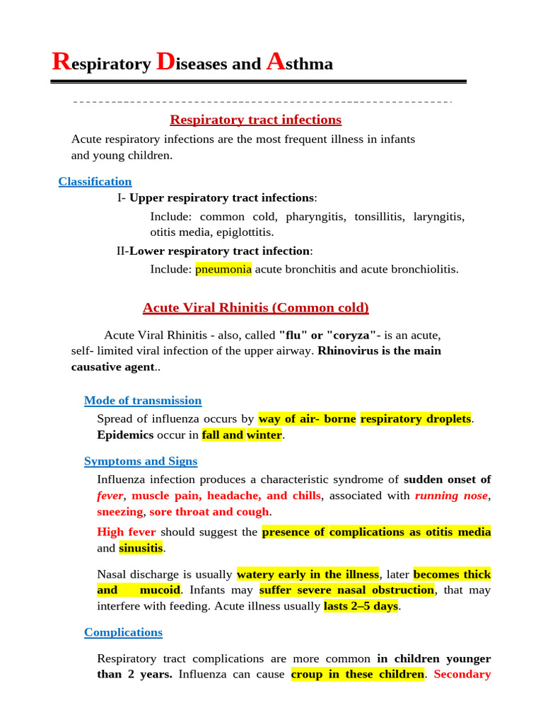 Respiratory Diseases in Children | PDF | Pneumonia | Asthma