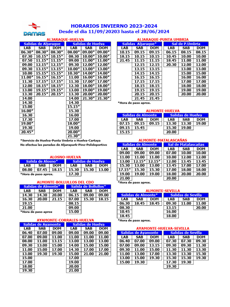 Httpsdamas Sa - Eswp Contentuploads202309horario Inv 23 24 v1 PDF | PDF