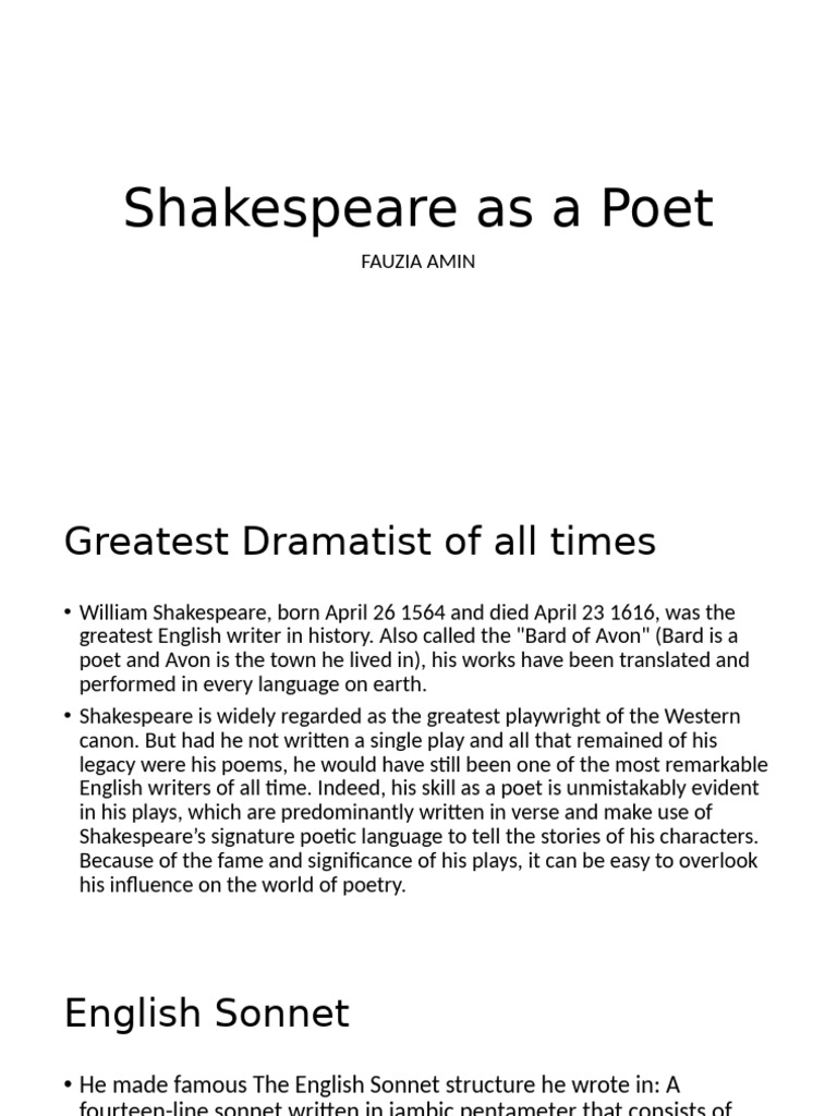Shakespeare: Master of Poetry and Verse | PDF | Shakespeare's Sonnets ...