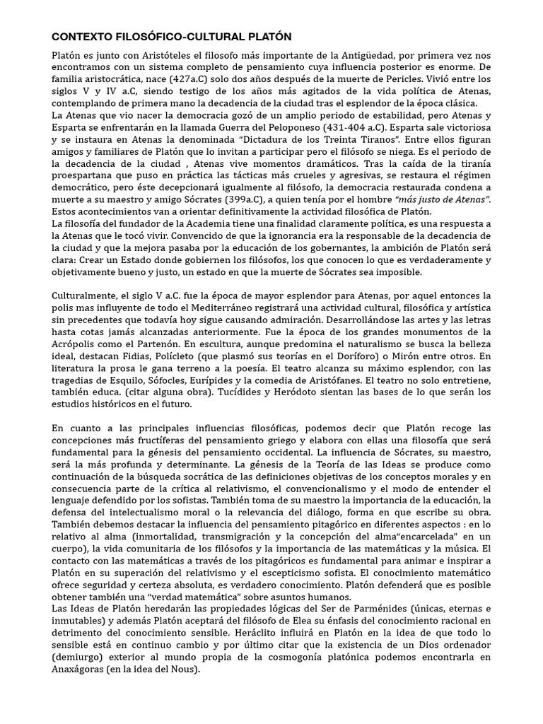 Contexto Platón 2024 | PDF | Conocimiento