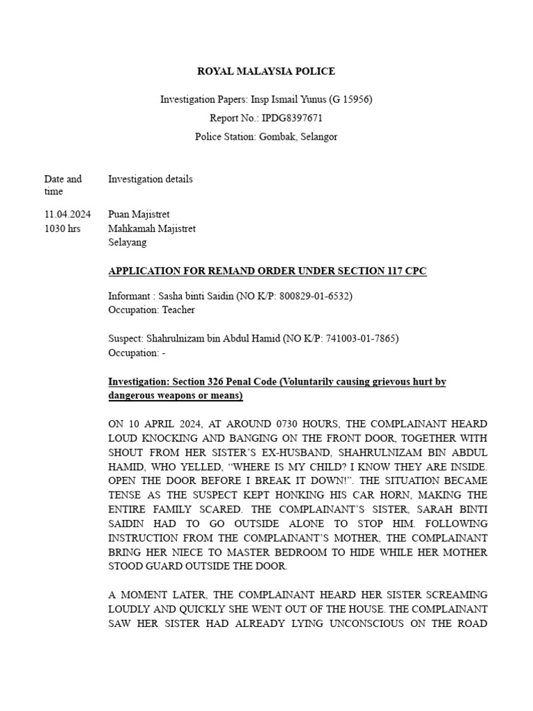 Application For Remand Order | PDF | Common Law | Crimes