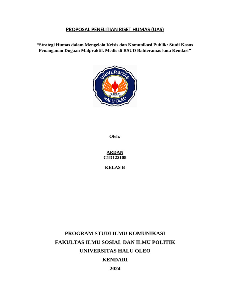 Proposal Penelitian Riset Humas (Uas) | PDF