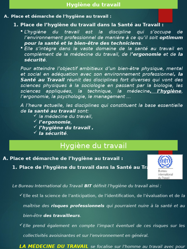 hygiène | PDF | Hygiène du travail | Risque